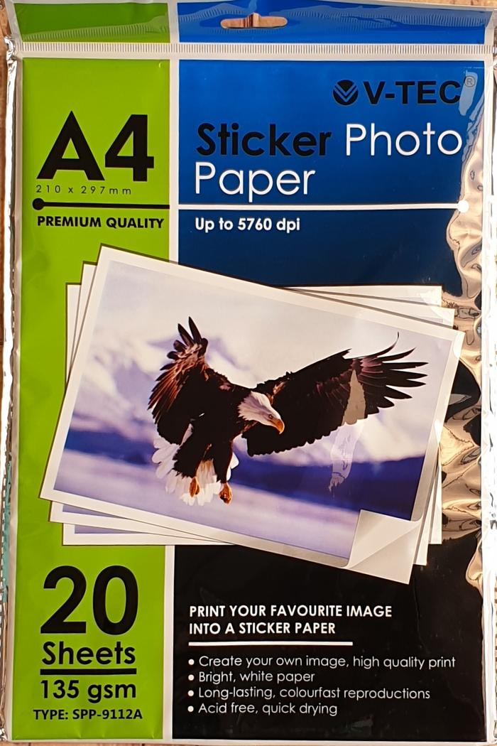 Jual V-Tec Glossy Sticker A4 135 Gsm Photopaper - Kertas Foto Sticker ...