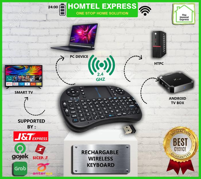 Jual USB Rechargeable Wireless Keyboard Android TV / Smart TV Touchpad ...