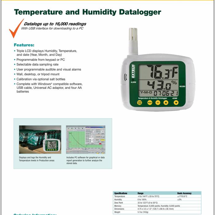 Jual Temperature dan humidity Datalogger Extech model 42280 - Jakarta ...