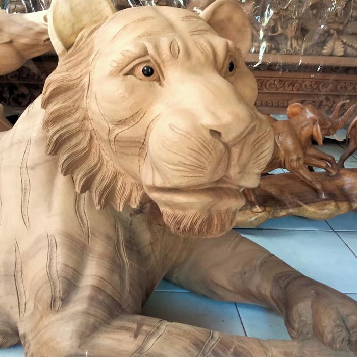 Jual PATUNG SINGA / PATUNG SINGA KAYU / PATUNG MACAN KAYU BESAR 1:1 ...