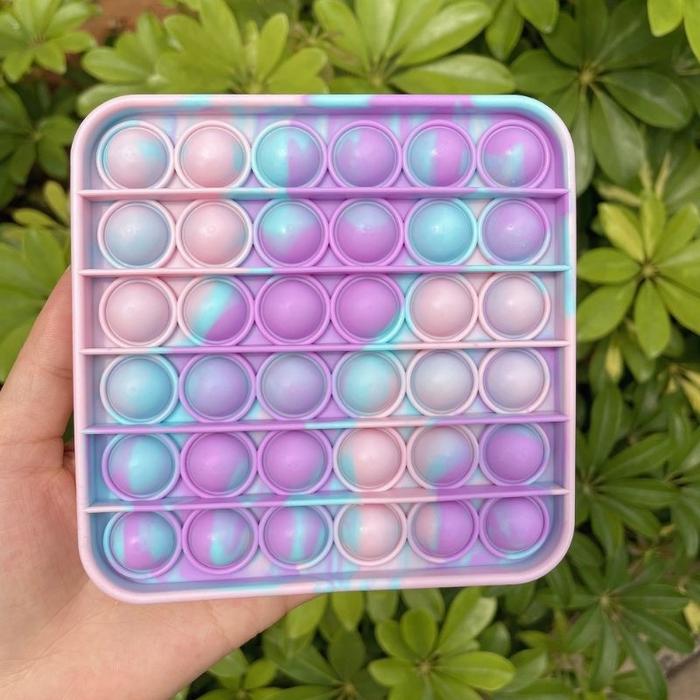Jual popit squishy pop it rainbow fidget bubble viral mainan - square ...