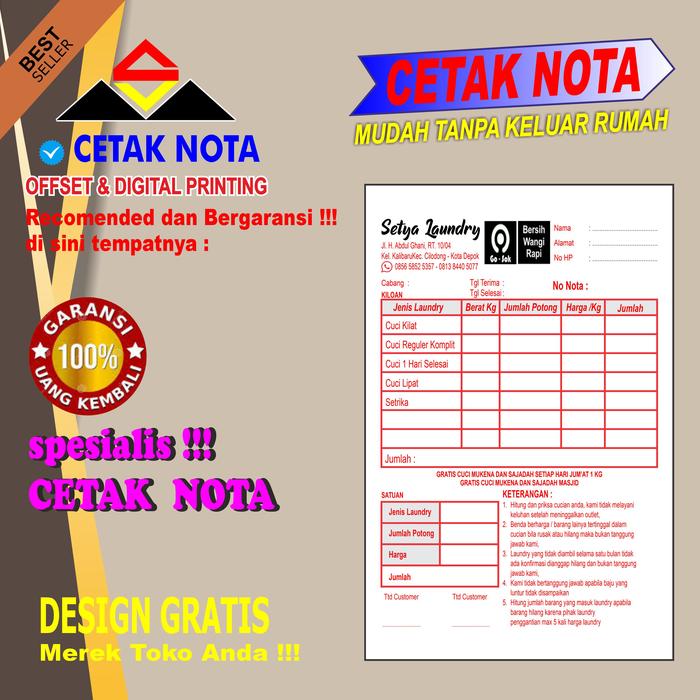 Jual Cetak nota custom 30 buku 3 ply 1/3F - Jakarta Barat - CETAK NOTA ...