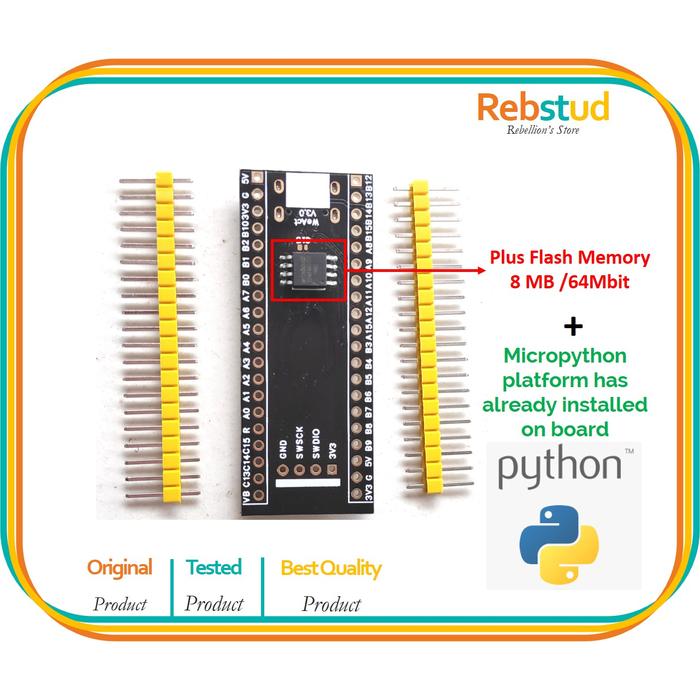 Jual MicroPython Board STM32 STM32F4 STM32F411CEU6 + 4MB Flash memory ...