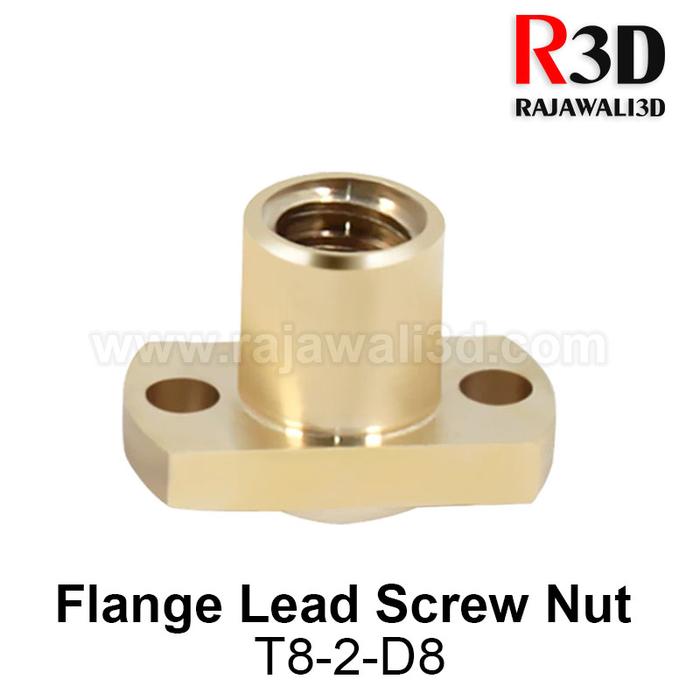 Jual T8 leadscrew nut Pitch 2mm Lead 8mm Brass T8x8mm Flange Lead Screw ...