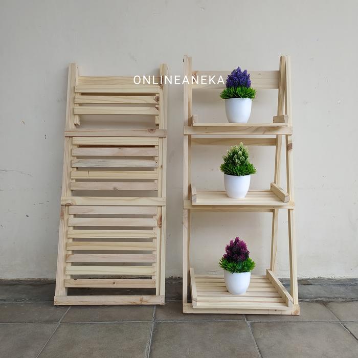 Jual Rak Tangga Kayu 3 Tingkat / Rak Tangga Lipat / Rak Tangga Tanaman ...