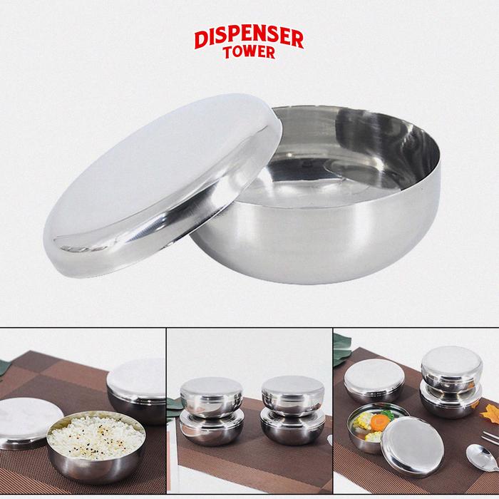 Jual Korean stainless steel rice bowl with lid / mangkok nasi ...