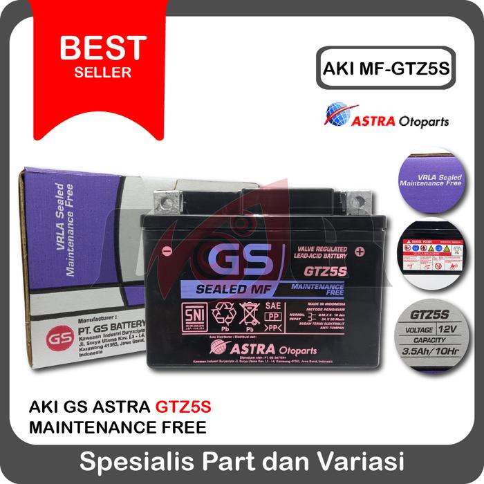 Jual Aki GS Astra Kering GTZ5S MF (Untuk Segala Jenis Motor) - Kota ...