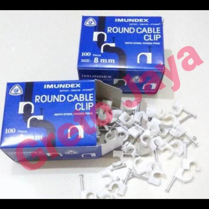 Jual ( 8 mm ) Klem Imundex Kabel Klip Clem + Paku Beton Round Cable ...