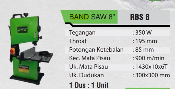 Jual Band Saw RYU 8" RBS 8 Gergaji Pita Potong Kayu Gergaji Ukir ...