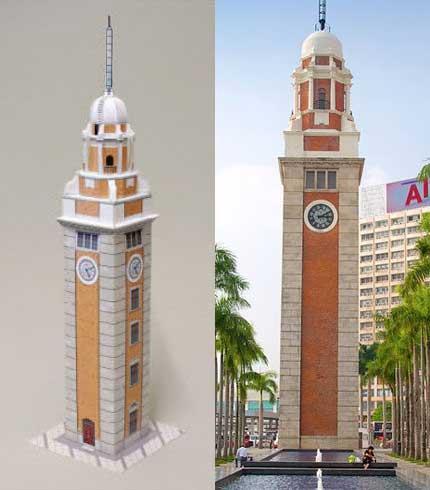 Jual DIY Papercraft Lembar Pola Kertas Diorama Menara Jam Hongkong ...