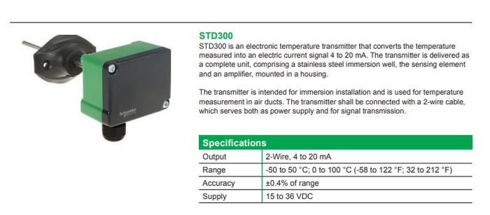 Jual Duct Temperature Sensor STD300-300 0/100 006920141 SCHNEIDER ...