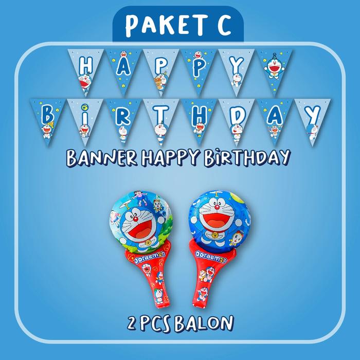 Jual BANNER HAPPY BIRTHDAY DORAEMON DEKORASI ULANGTAHUN ULTAH TOPPER ...