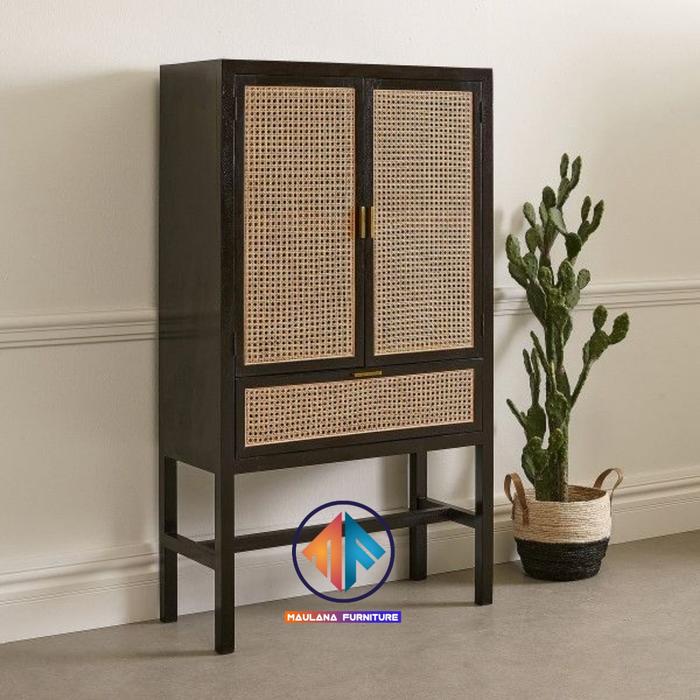 Jual almari kayu 2 pintu rotan/ almari kecil rotan/ kabinet rotan - Kab ...