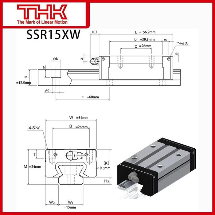 Jual Linear Bearing THK SSR15XW / Linear Guide THK SSR15XW ( Block Only ...