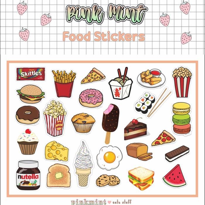 Jual STICKER AESTHETIC MAKANAN LUCU UNTUK CATATAN / BUJO / LAPTOP DLL ...