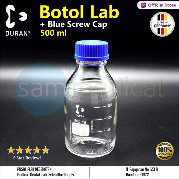 Jual Schott Duran Botol Lab / Lab Bottle + Screw cap Biru - 500 ml ...