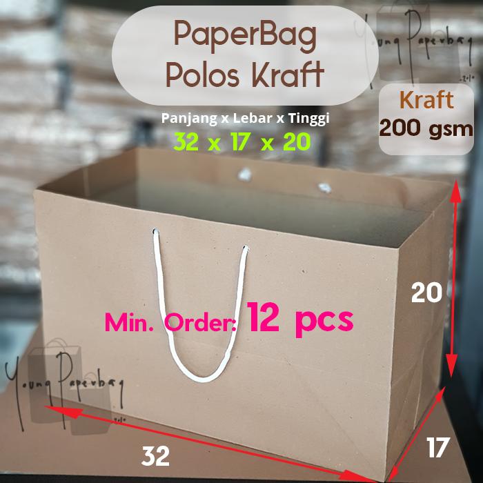 Promo Paperbag / Tas Kertas / Paper Bag Polos Kraft Panjang 32 x 17 x ...