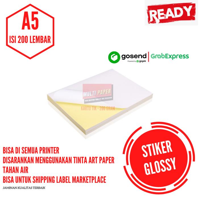 Jual Kertas Sticker Cromo Glossy A5 isi 200 lembar / Kertas Stiker ...