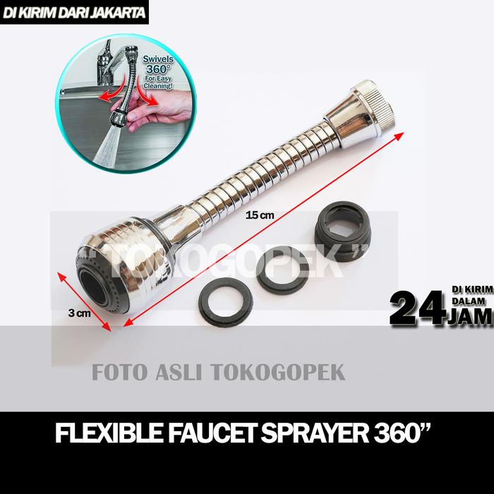 Jual KRAN FLEXIBLE FAUCET SPRAYER 360 - SAMBUNGAN KRAN AIR LEHER ANGSA ...