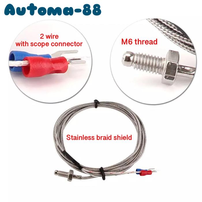 Jual Thermocouple Termokopel Type-K Drat M6 0-400C Temperature sensor ...