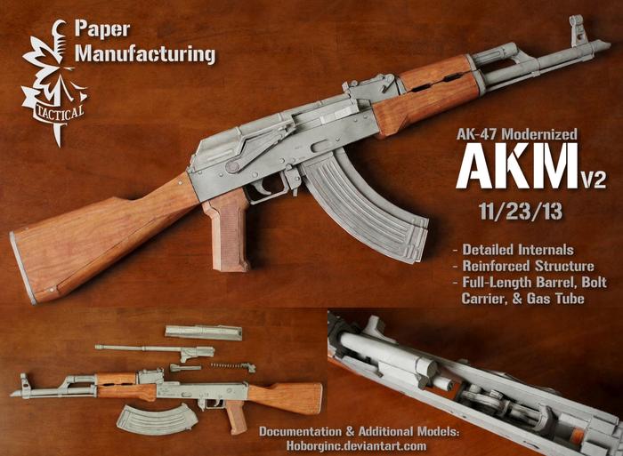 Jual DIY Papercraft Kertas pola Senjata AK 47 AKM V2 real Size - Kota ...
