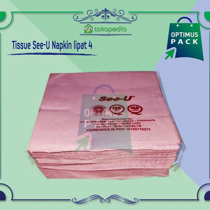 Jual Tissue Tisu See - U SeeU Cocktail Napkin Pink Lipat 4 isi 100 ...