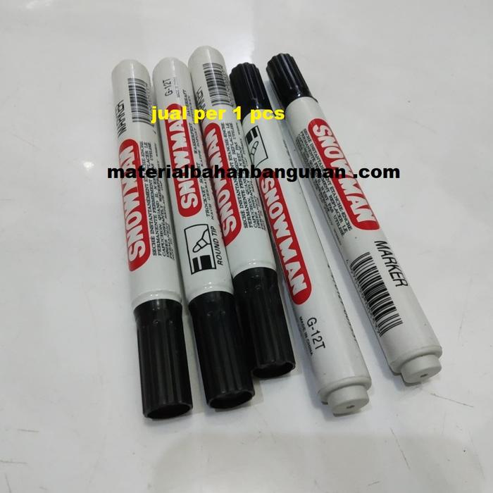 Jual Spidol Alat Tulis Snowman Marker G 12T Hitam Spidol Besi Permanent ...