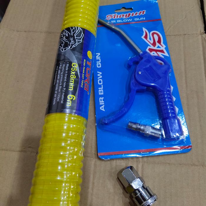 Jual Paket selang angin spiral kompresor 6M + gun air duster blow + sf ...