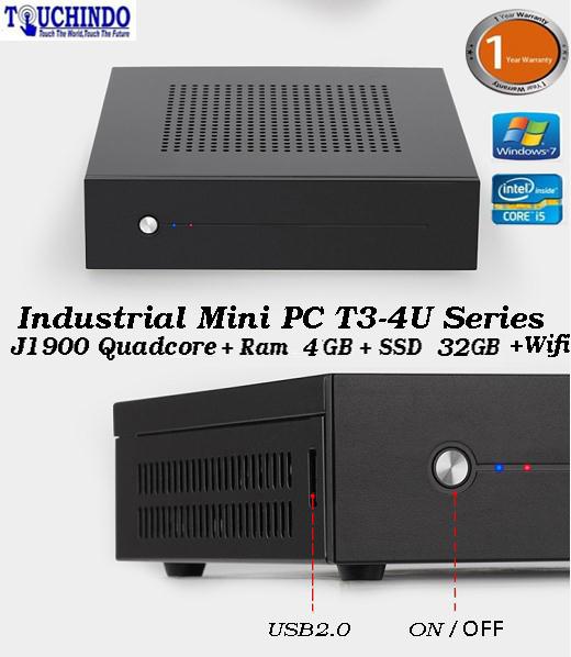 Promo Industrial Mini PC Komputer T3-4U Series J1900 +RAM 4Gb+SSD 32Gb ...