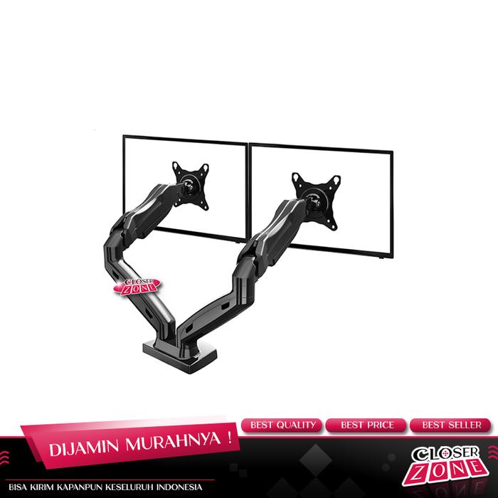 Jual Universal Dual Monitor Arm Bracket Vesa Mount 17-30 Inch - Black ...