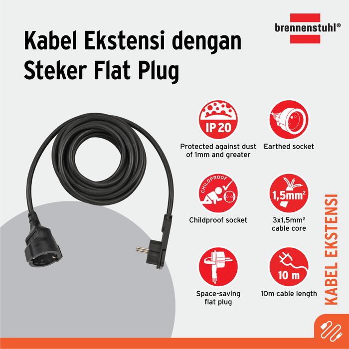 Promo Stop Kontak Sambungan Kabel 1 Lubang Brennenstuhl Cable Extension ...