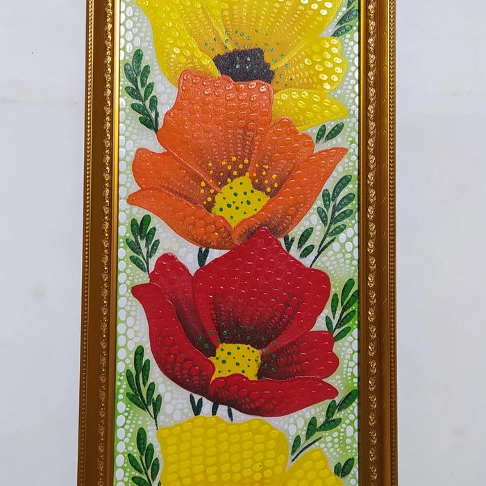 Jual lukisan bunga timbul lukisan asli bukan cetakan atau print - Biru ...