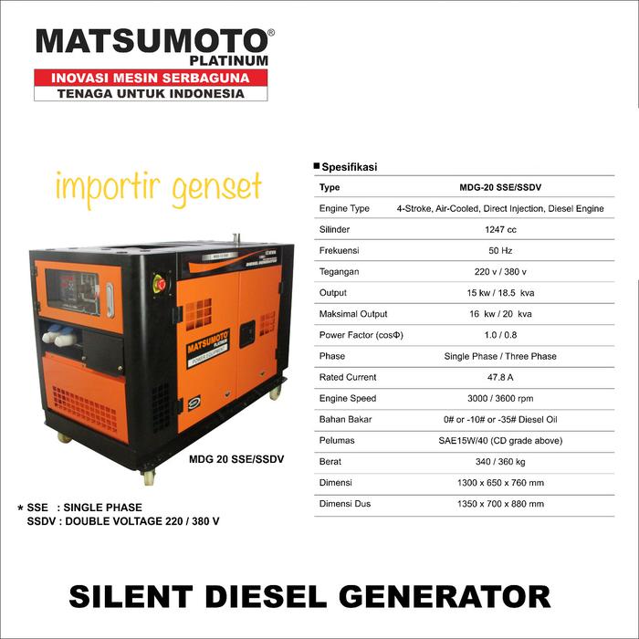 Jual Genset silent 20 Kva 3 phase Matsumoto - Jakarta Barat - Importir ...