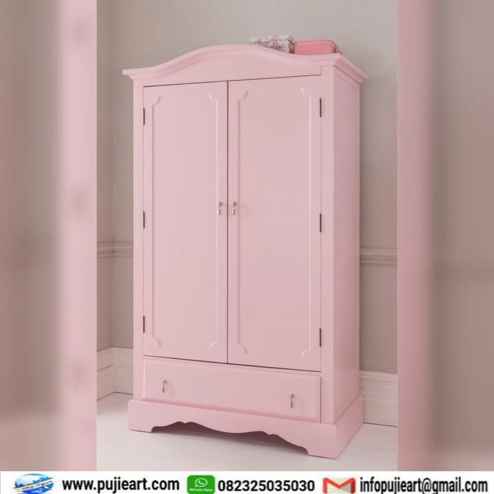 Jual Lemari baju anak perempuan 2 pintu, Almari pakaian laci warna pink ...