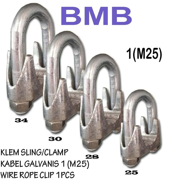 Jual KLEM SLING/CLAMP KABEL GALVANIS 1 (M25) WIRE ROPE CLIP - Per PCS ...