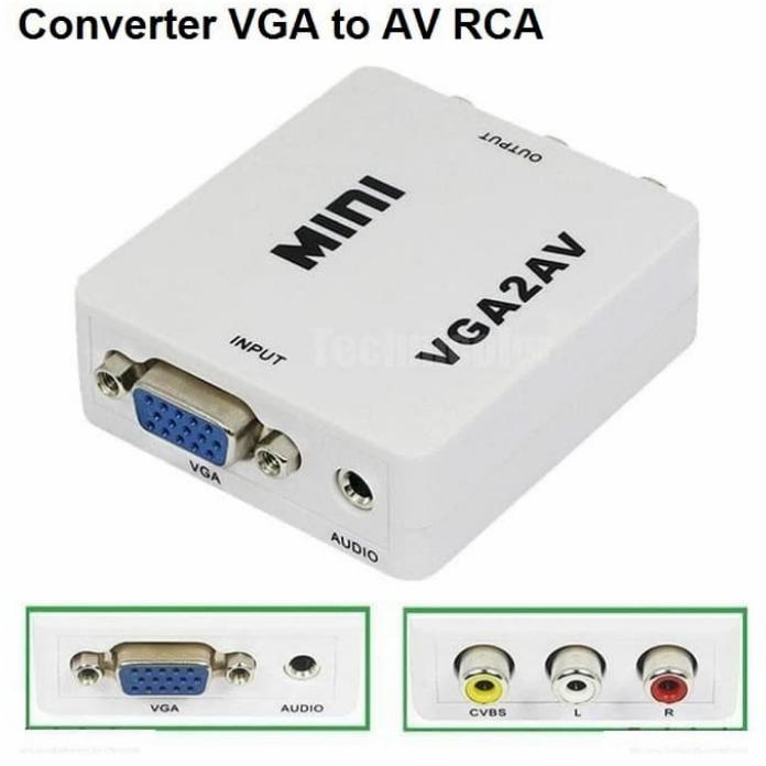 Jual CONVERTER VGA TO AV / VGA TO RCA / Converter vga to rca box biru ...