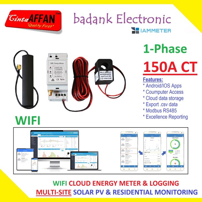 Jual IAMMETER CLOUD 1-Phase WIFI Bidirectional Energy Meter CT 150A ...