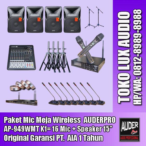 Jual Paket K1 sound system meeting pakai mic meja wireless AUDERPRO AP ...