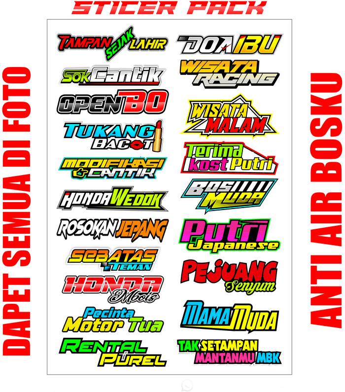 Jual Stiker Pack Kata Kata Racing Lengkap Murah Anti AIr - Kab ...