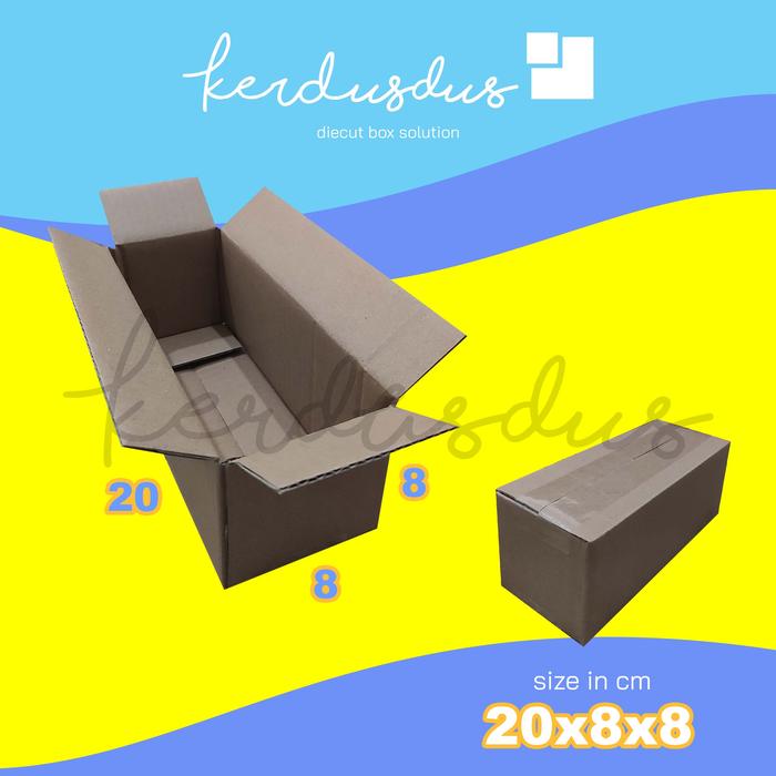 Jual 20x8x8 cm kardus box karton kotak packing packaging POLOS SHEET ...