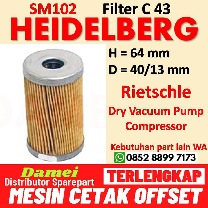 Jual Filter Kompresor Rietschle Vacuum Pump Heidelberg SM102 Filter C43 - Kota Bekasi - Damei ...