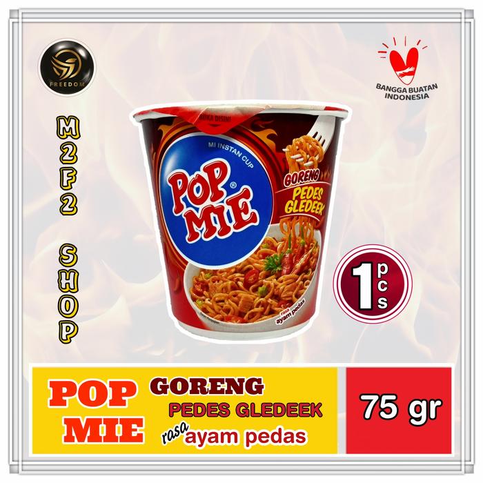 Jual POP MIE | Mi Instan Cup Goreng Pedas Gledek - 75 gr (Harga Satuan ...