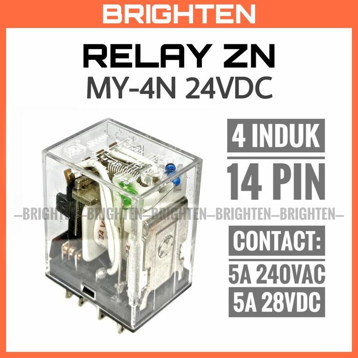 Jual Relay ZN MY-4N 24V 4 Induk MY4 14 pin 5A 240VAC 5A 28VDC - Kota ...