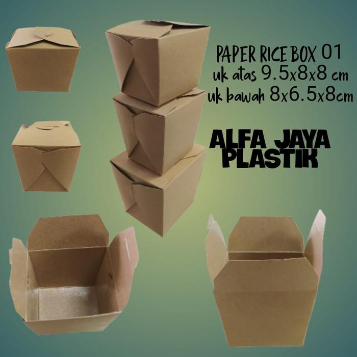 Jual Paper rice box kraft 01 / tempat makan kertas + laminasi /isi ...