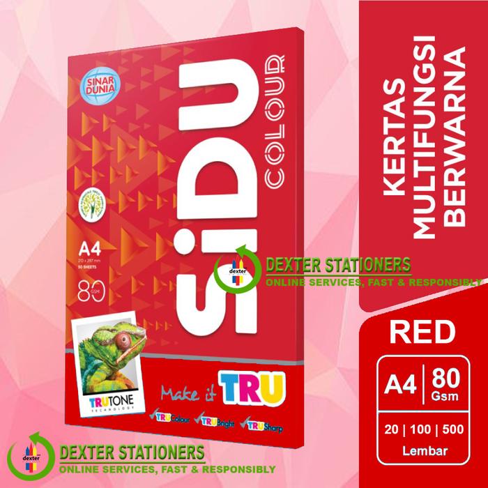 Jual SIDU IT 250 RED | KERTAS HVS A4 80GR WARNA MERAH SIDU COLOUR ...