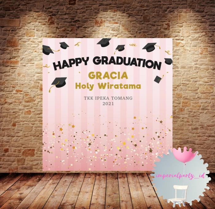 Jual Custom Graduate Backdrop Banner Spanduk School Graduation Pink ...
