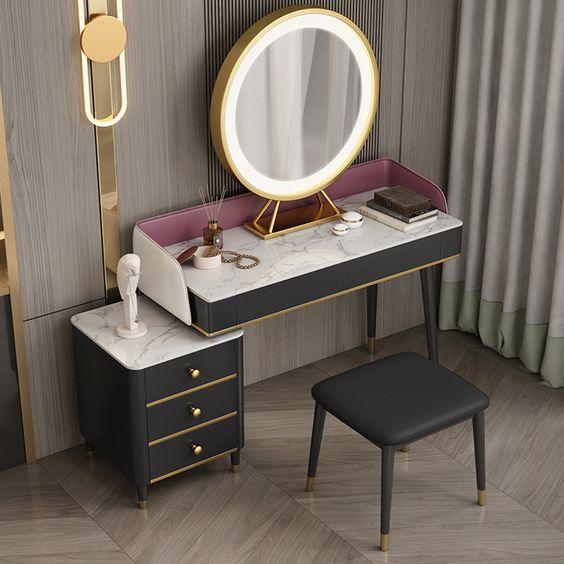 Jual Meja Rias Olivia Finishing HPL Motif Marmer Dresser Minimalis ...