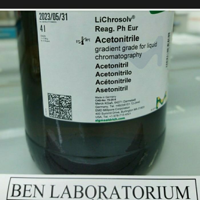 Jual Acetonitrile gradient grade for HPLC 4L merck 1.00030.4000 - Kota ...