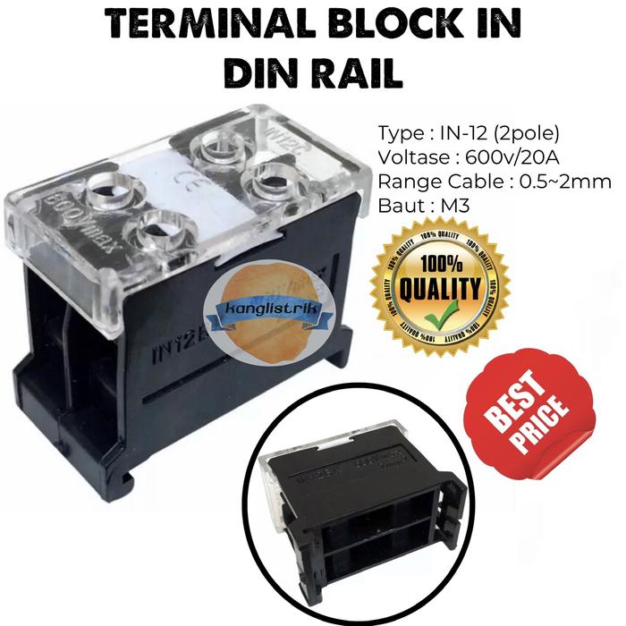 Jual TERMINAL BLOCK DIN RAIL 2 POLE PIN 20A TYPE IN-12 - Jakarta Barat ...