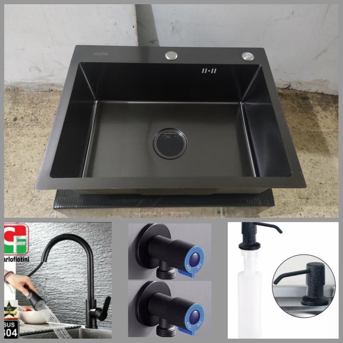 Jual KITCHEN SINK BAK CUCI PIRING VALPRA 6045 HITAM STAINLESS STEEL ...